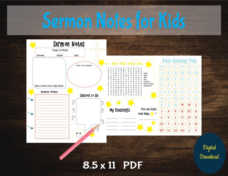 Sermon Notes for Kids, Printable Sermon Notes, Digital Sermon Notes - Etsy