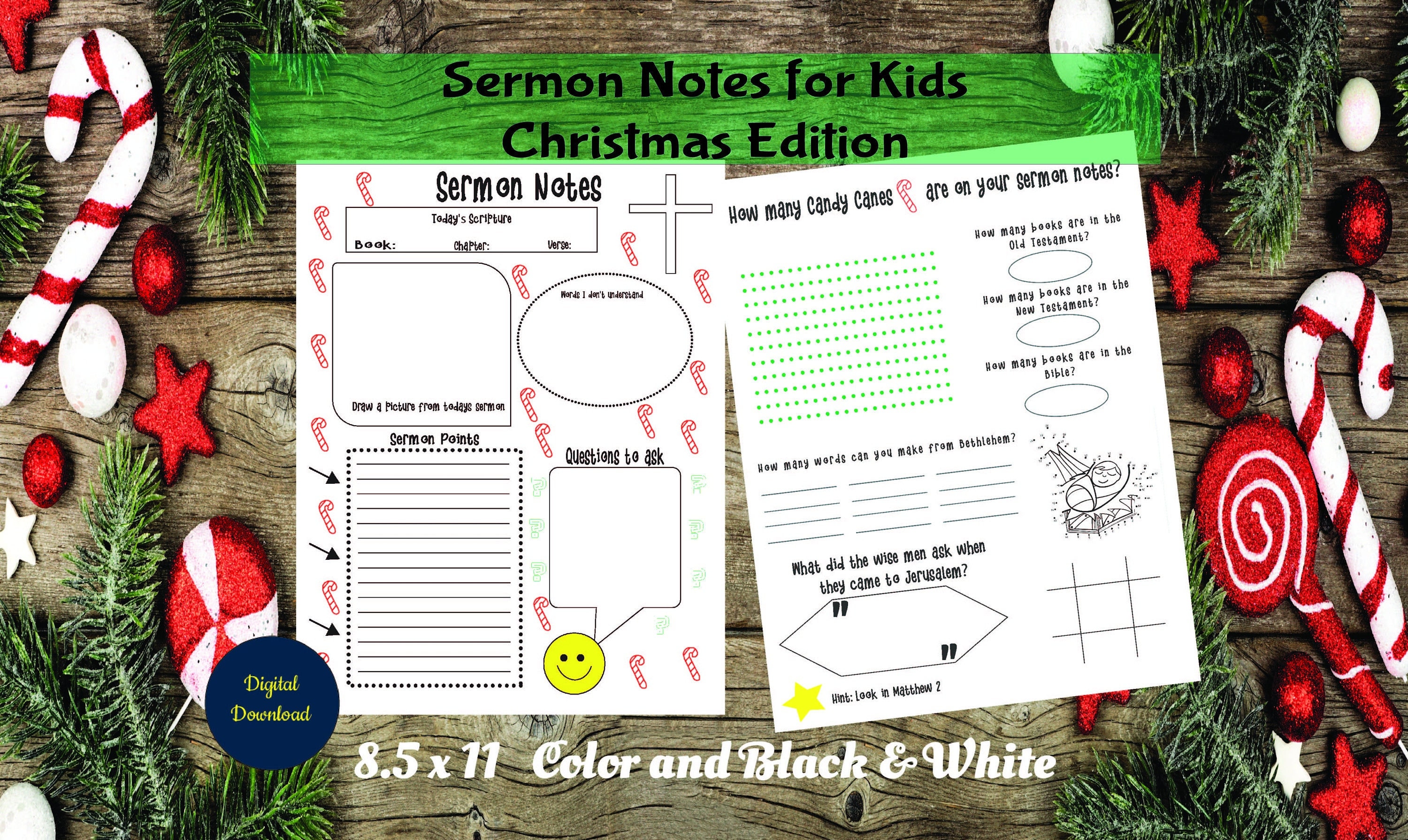 Printable Sermon Notes for Kids, Christmas Printable Sermon Notes ...
