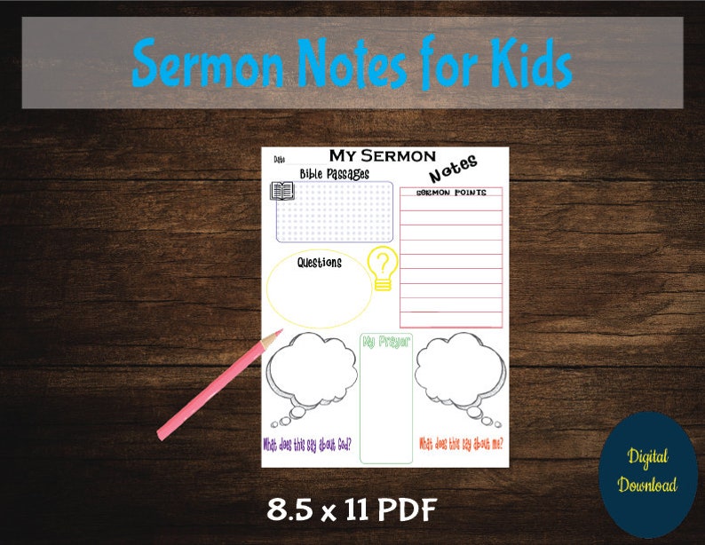 Sermon Notes for Kids, Printable Sermon Notes, Digital Sermon Notes - Etsy