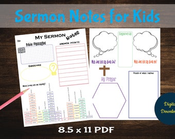 Sermon Notes for Kids - Etsy