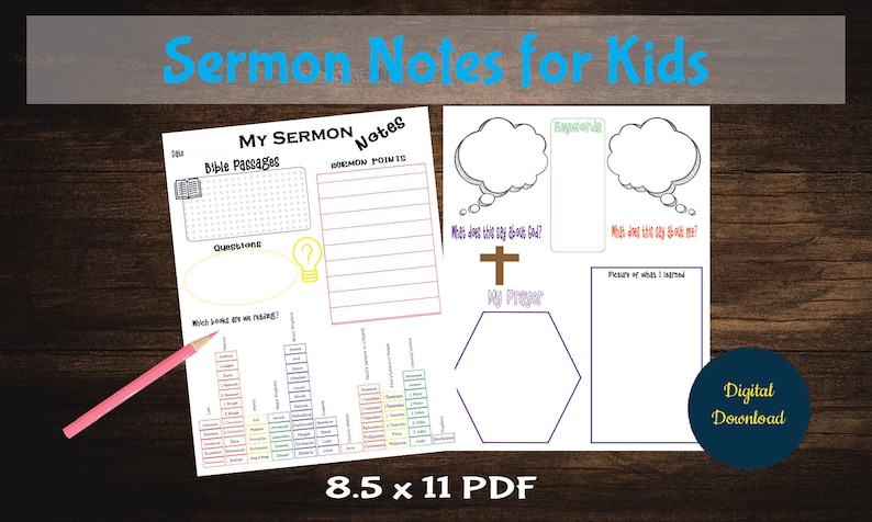 Printable Sermon Notes for Kids, Sermon Notes Digital Kids, Kids Sermon ...