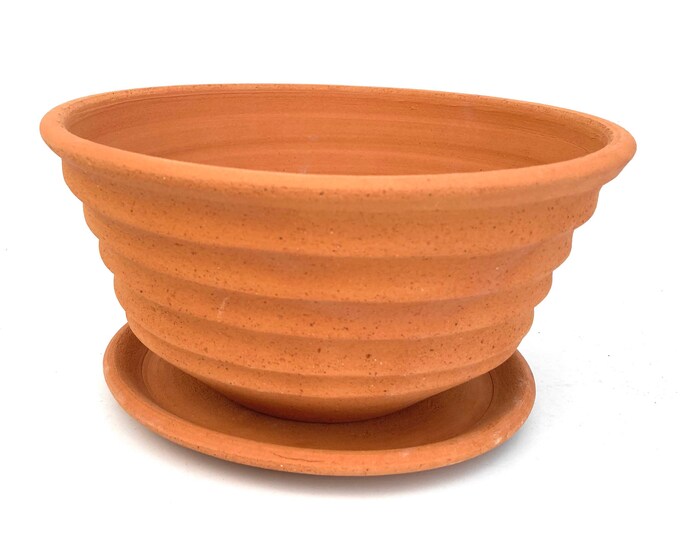 TERRACOTTA FLOWER POT #23 Ceramic Planter and Saucer Made of Porous Red ...