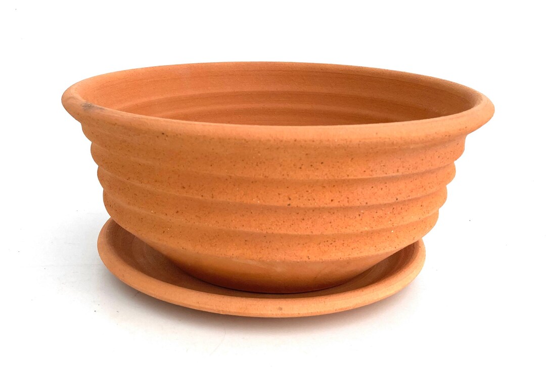 TERRACOTTA PLANTER #47 Handmade Clay Flower Pot and Saucer Tray That is ...