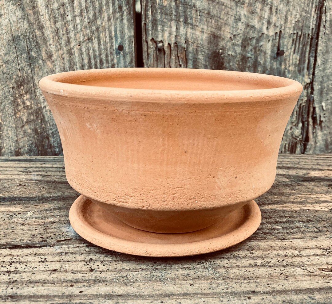 TERRACOTTA CLAY PLANTER #60. Porous Flower Pot With Drainage and Saucer ...