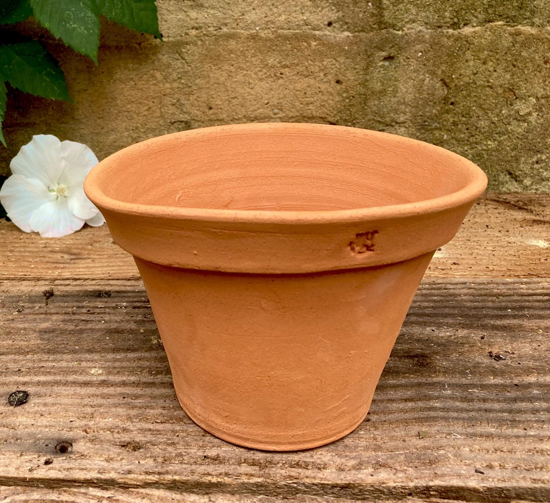 TERRACOTTA FLOWER POT #50: Wheel-thrown Ceramic Planter. Porous Clay ...
