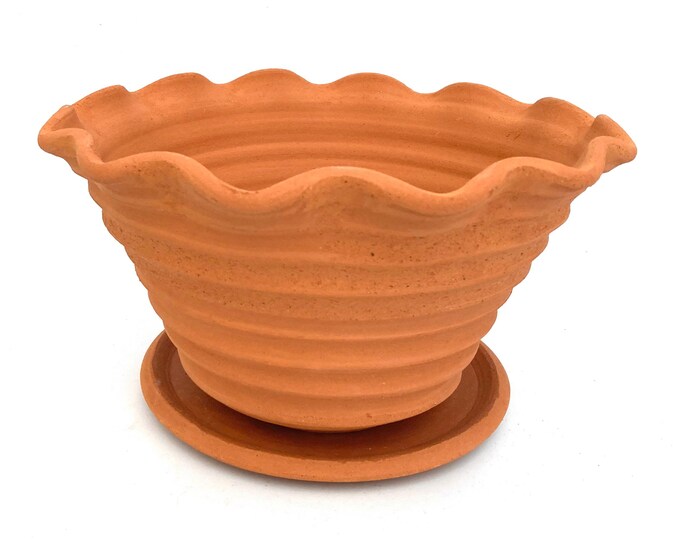 TERRACOTTA CLAY PLANTER #42 Handmade Fluted Ceramic Flower Pot With ...