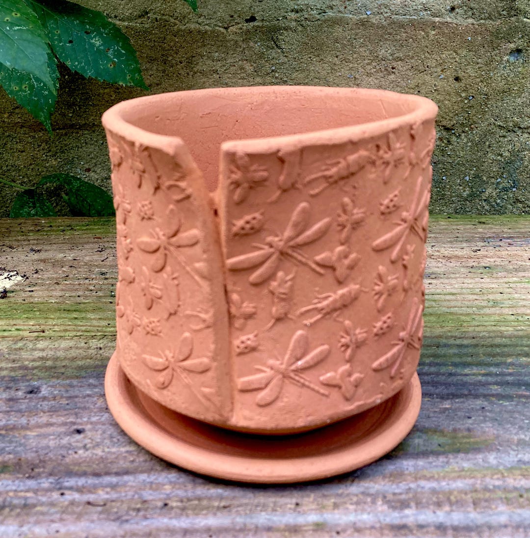 HANDMADE CERAMIC PLANTER #102 Terracotta Flower Pot With Saucer and ...