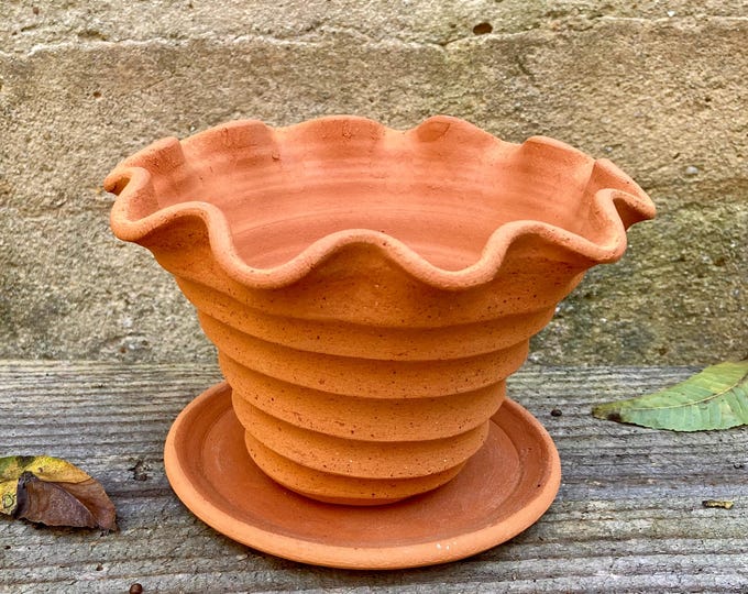 TERRACOTTA FLUTED PLANTER #3: Porous Clay for Healthy, Happy Plants. - Etsy