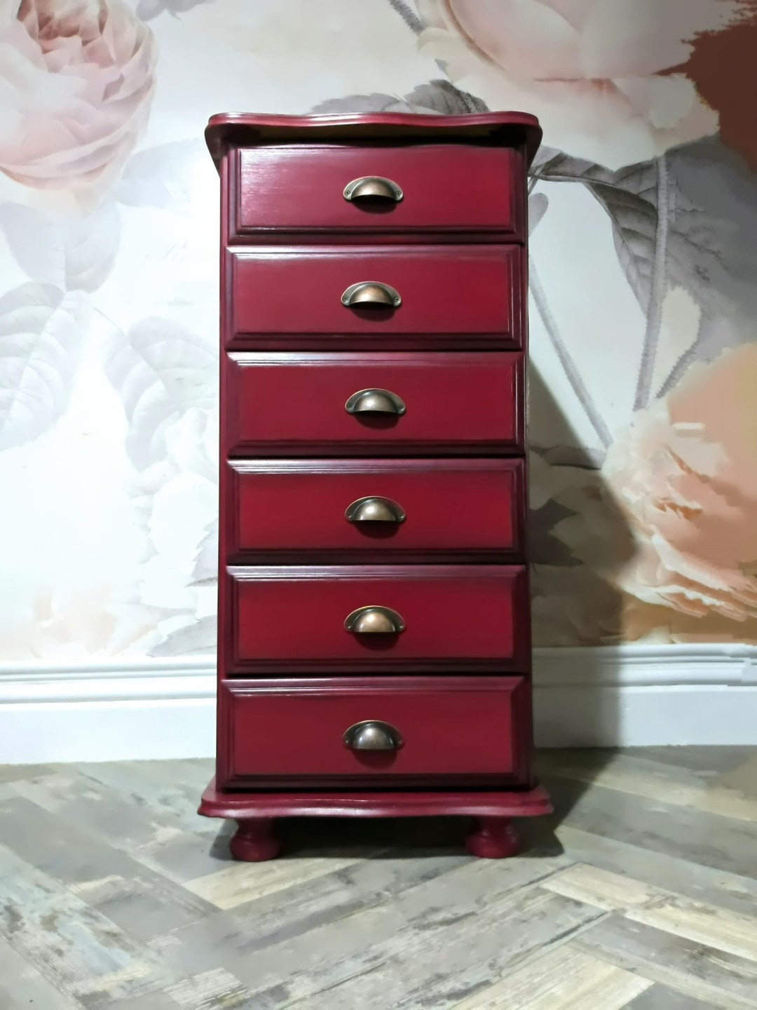 Deep Red, Tall, Narrow Chest of 6 Drawers - Etsy UK