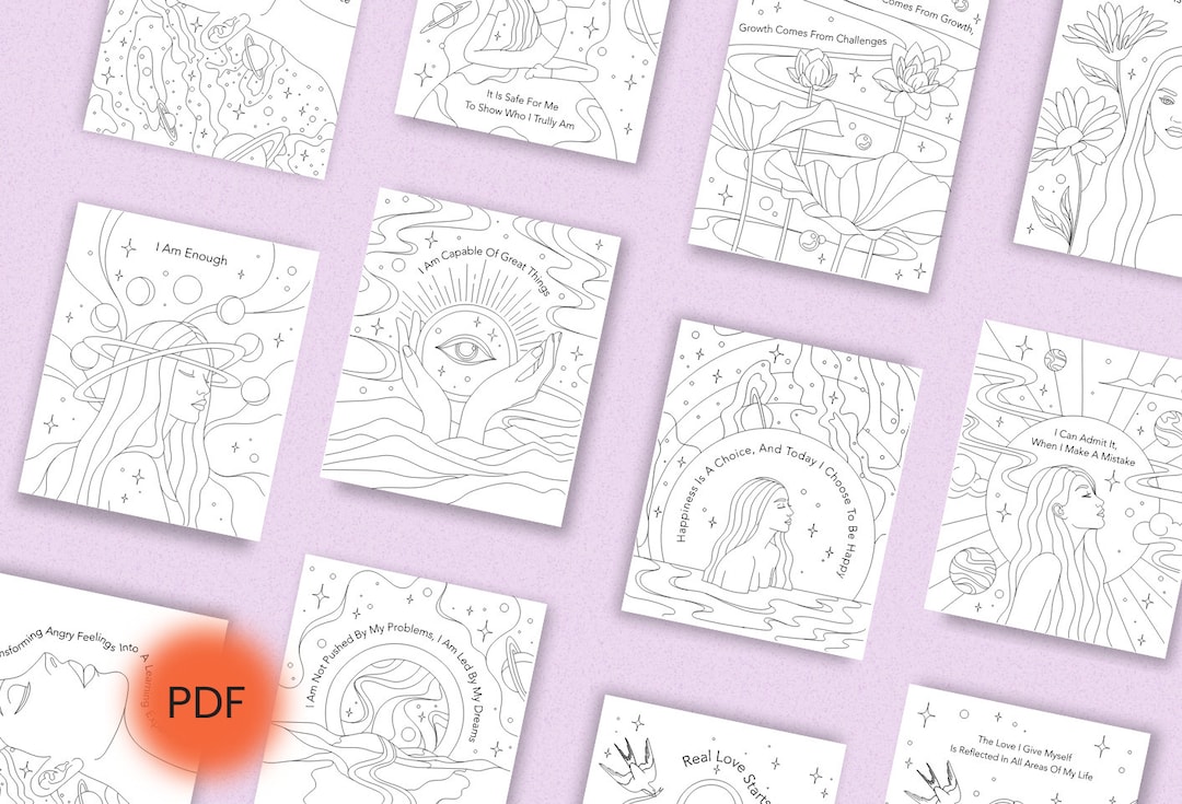 Coloring Visual Affirmations, Adult Coloring Motivation Book, Printable ...