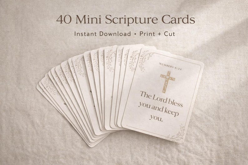 Printable Mini Bible Verse Cards Set, 40 Christian Encouragement ...