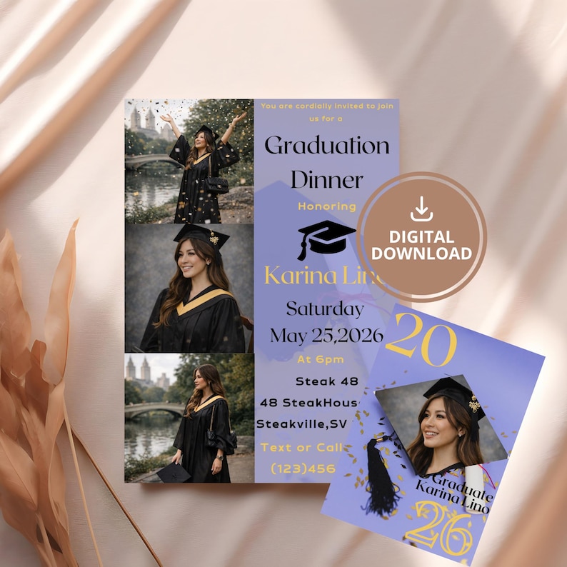 Class of 2026 Graduation Invitation Canva Template Bundle, Senior Party ...