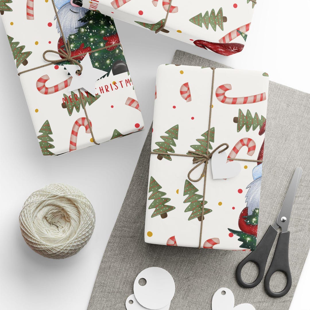 Christmas Gnome Pattern Wrapping Paper | Holiday Gift Wrap Roll - Etsy