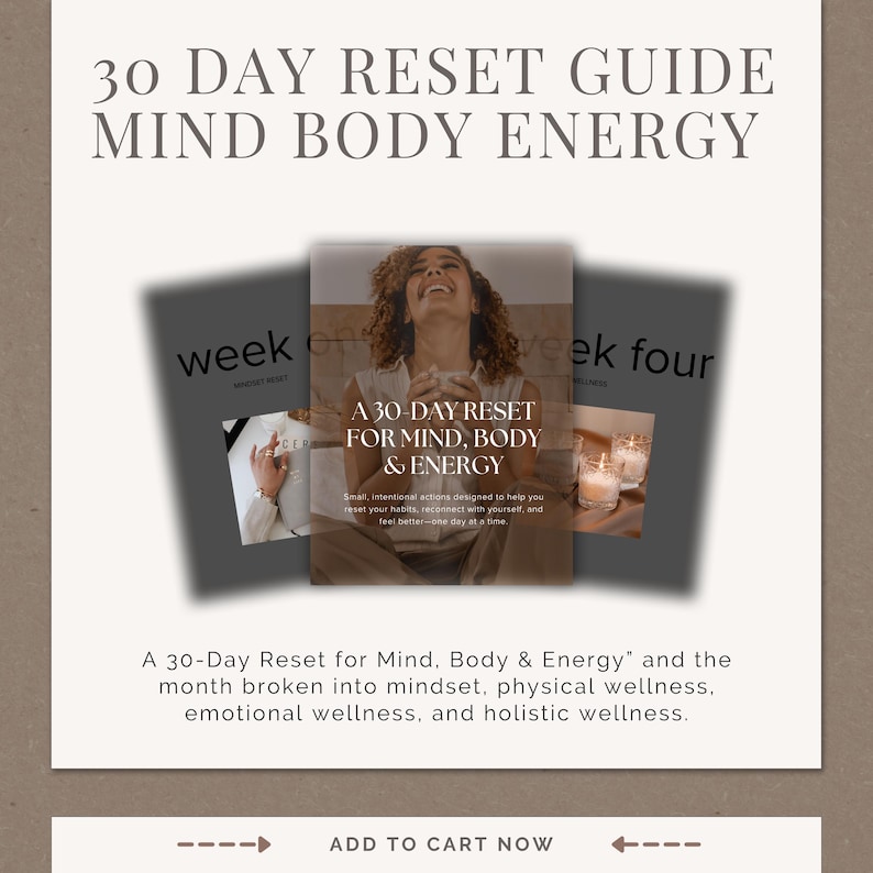 30 Day Reset Guide Printable PDF, Mind Body Energy, Self Care Wellness ...