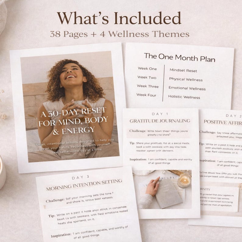 30 Day Reset Guide Printable PDF, Mind Body Energy, Self Care Wellness ...