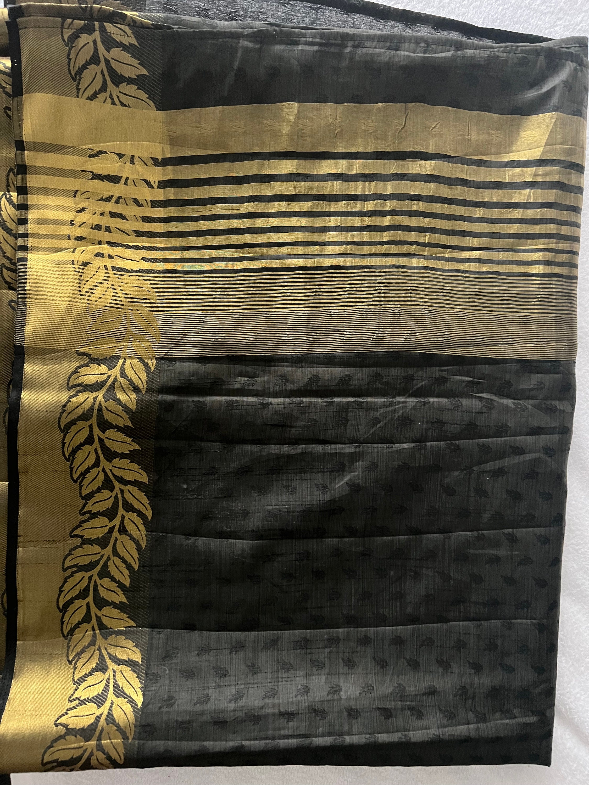 Gray With Gold Border Geometric Saree With Stitched Blouse - Etsy