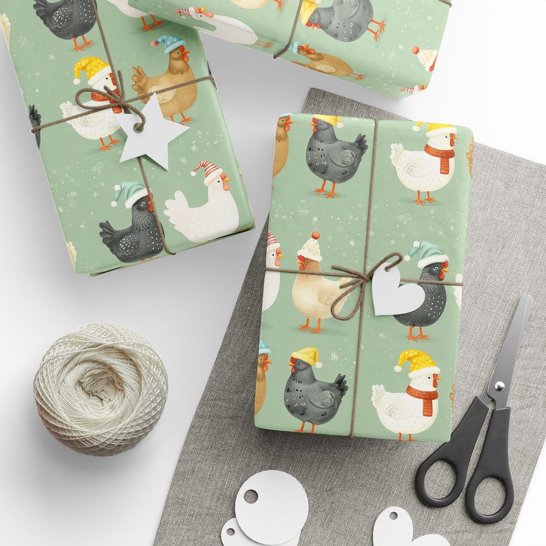 Chicken Wrapping Paper, Farm Animal Wrapping Paper, Christmas Farm ...