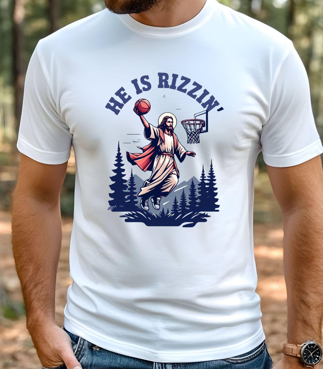 HE is Rizzin Shirt , Jesus Dunking Shirt, Jesus Shirt, Christian Shirt ...