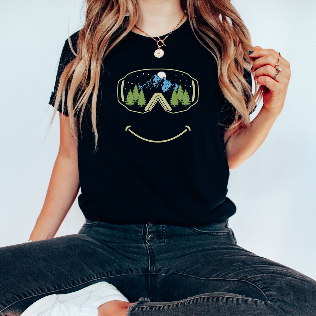 Smiley Googles Ski Shirt, Funny Ski Shirt, Skiing Shirt, Skier Gift ...