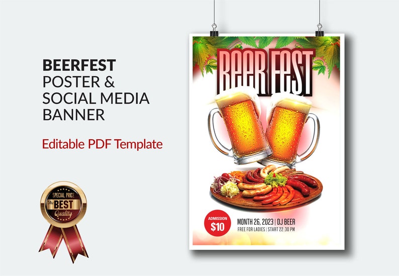 Beerfest Poster Flyer and Social Media Banner Ediable PDF - Etsy