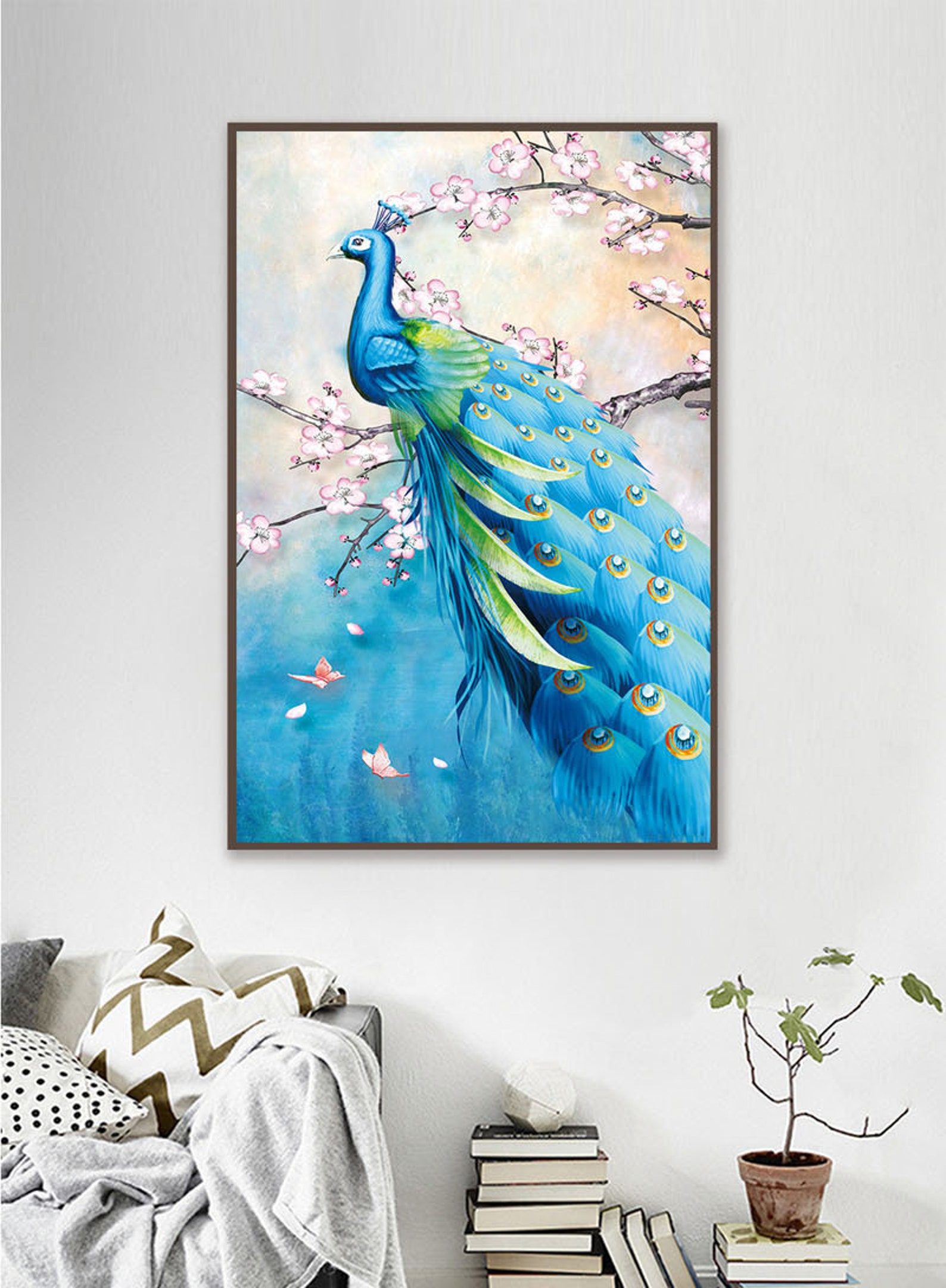 Peacock Modern Art Poster, Instant Digital Download, Colour, Wall Art ...