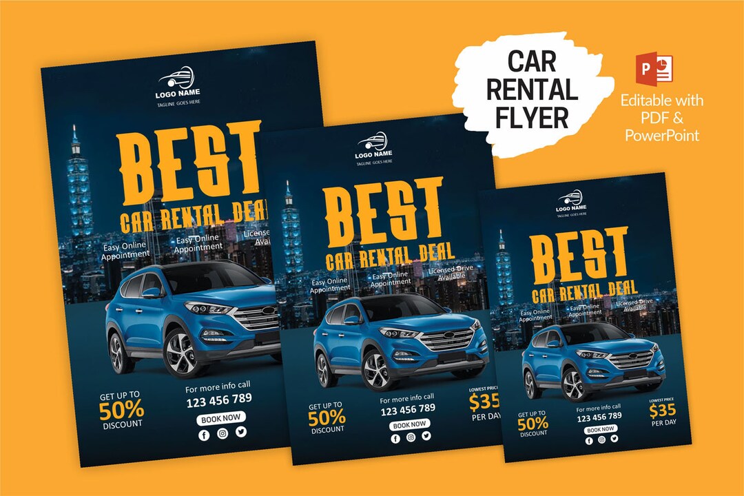 Car Rent Instant Editable PDF and Powerpoint Printabale and Digital ...