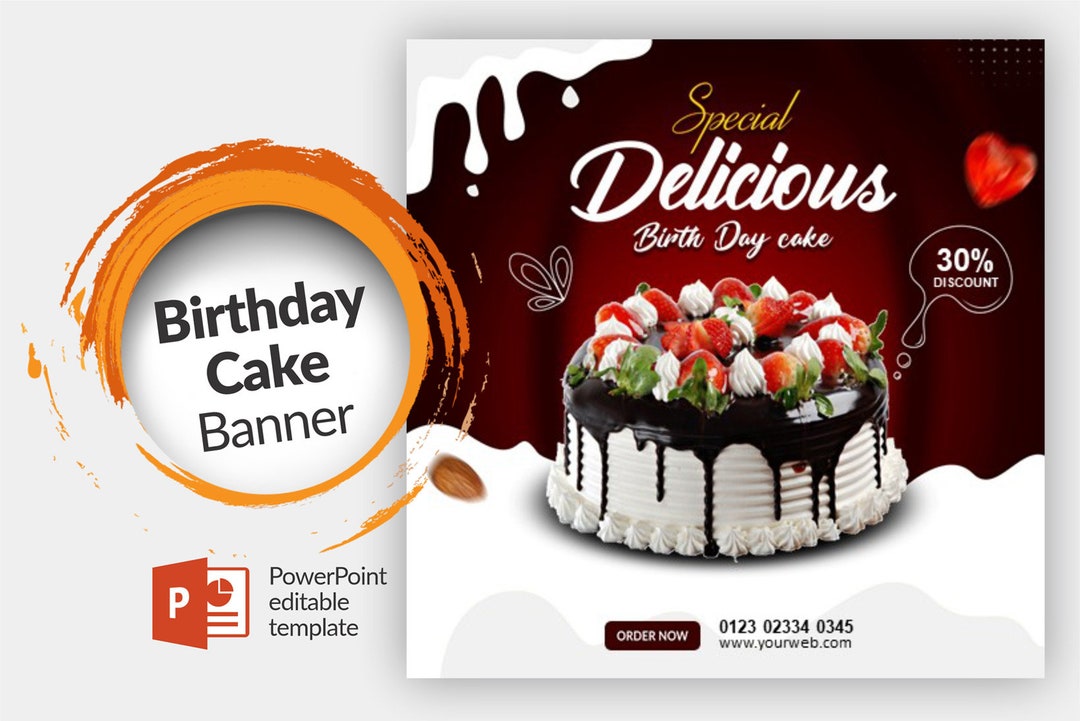Birthday Cake Banner, Instant Download for Instagram, Facebook, and ...
