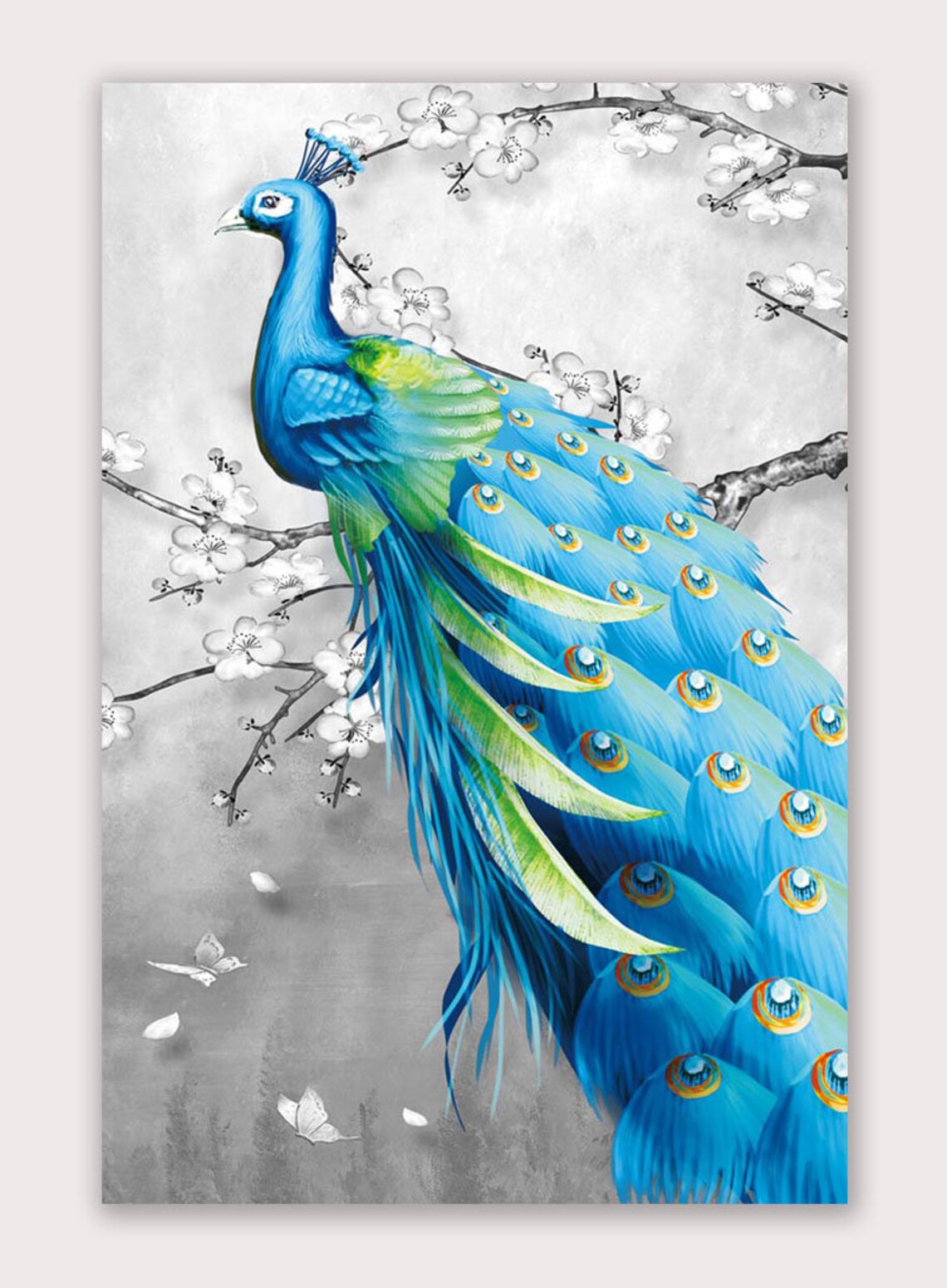 Peacock Modern Art Poster, Instant Digital Download, Colour, Wall Art ...