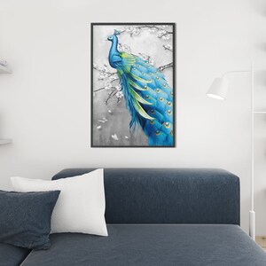 Peacock Modern Art Poster, Instant Digital Download, Colour, Wall Art ...