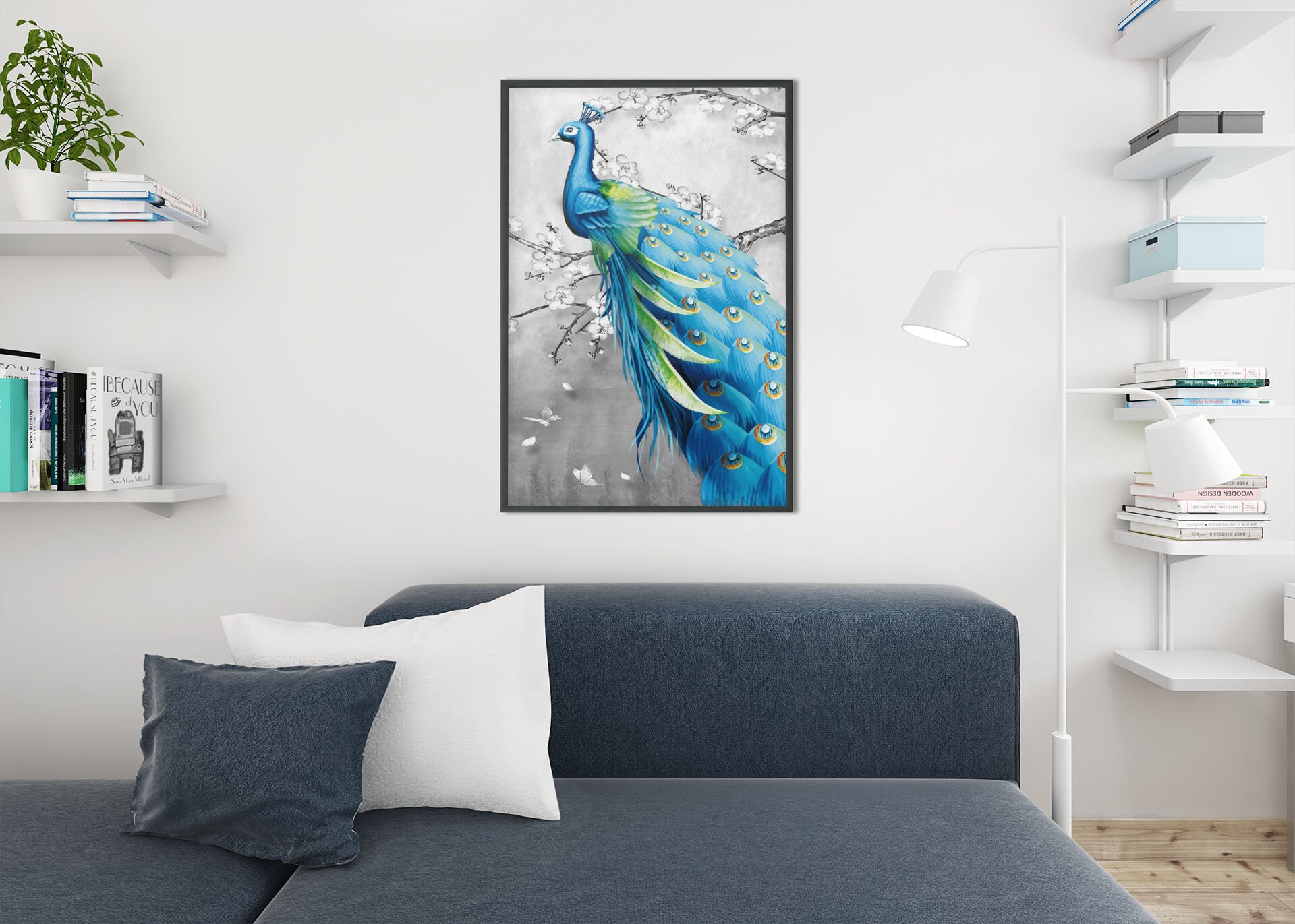 Peacock Modern Art Poster, Instant Digital Download, Colour, Wall Art ...