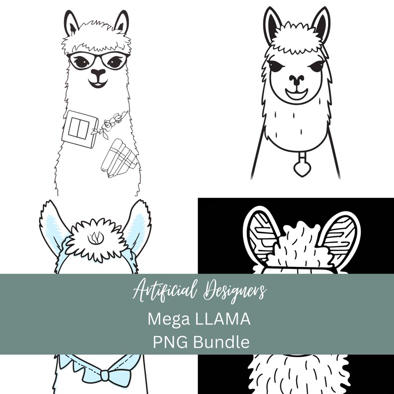 Mega 85 Llama PNG Bundle, Llama Face, Cute Llama, Alpaca, Llama ...