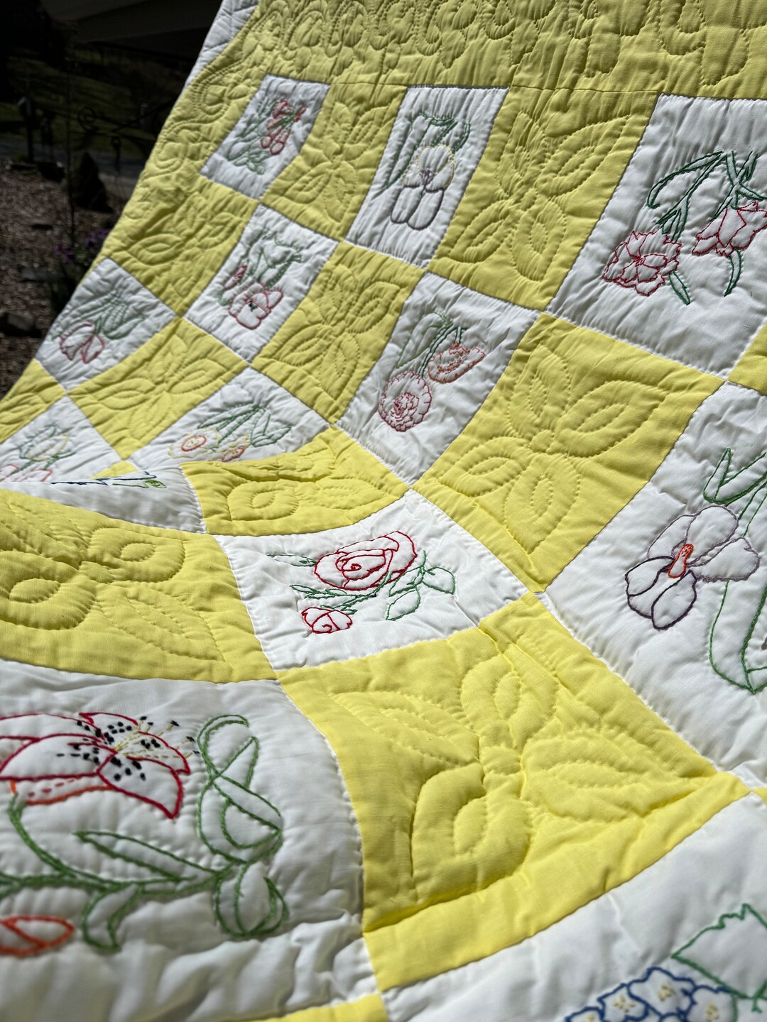 Embroidery Flower Quilt - Etsy