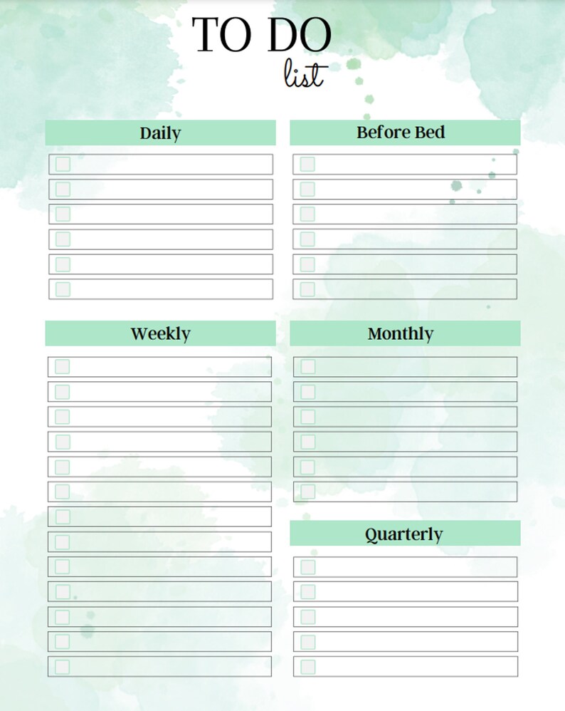 Printable Home To-do List BLANK TEMPLATE - Etsy Australia