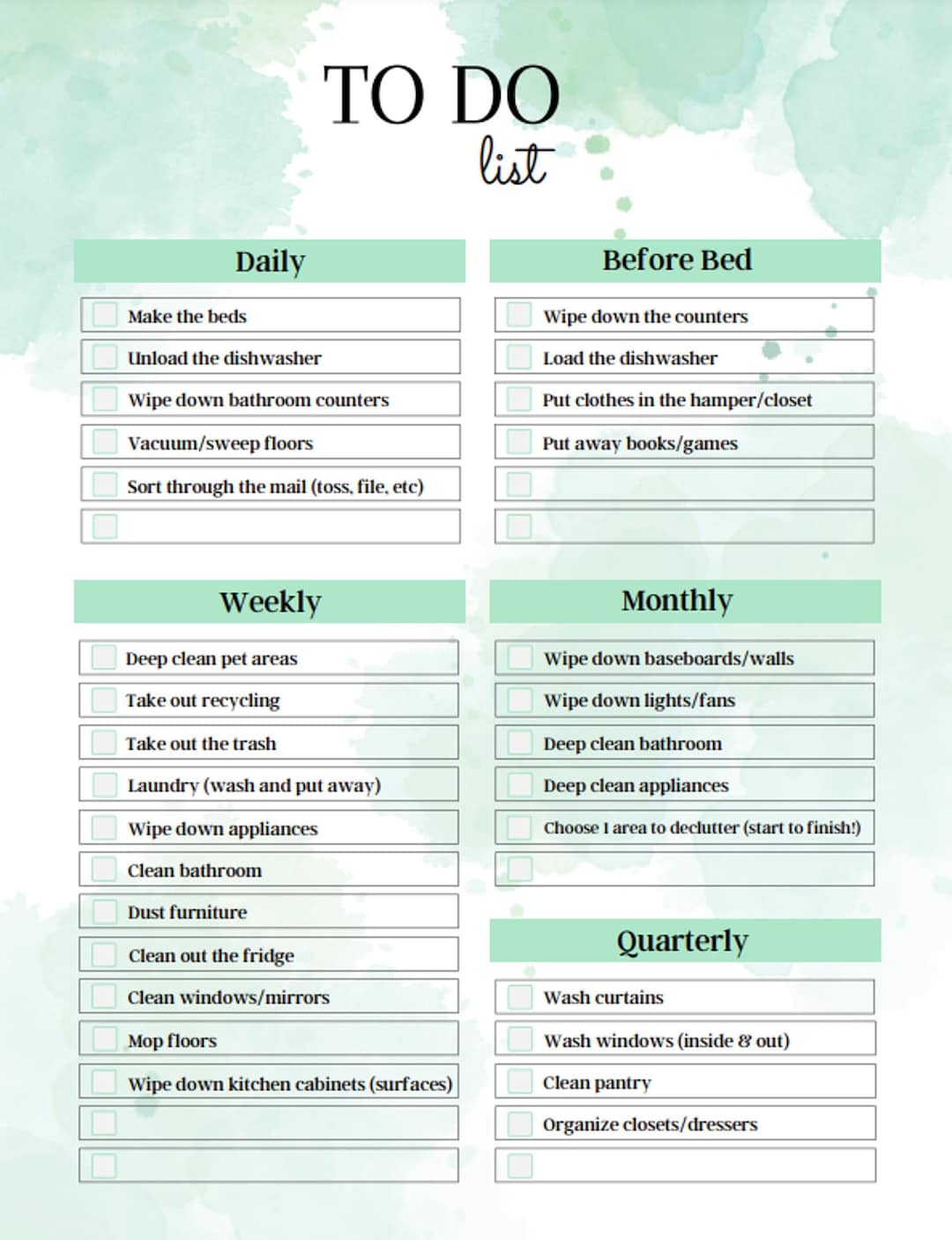 Printable Home To-do List - Etsy