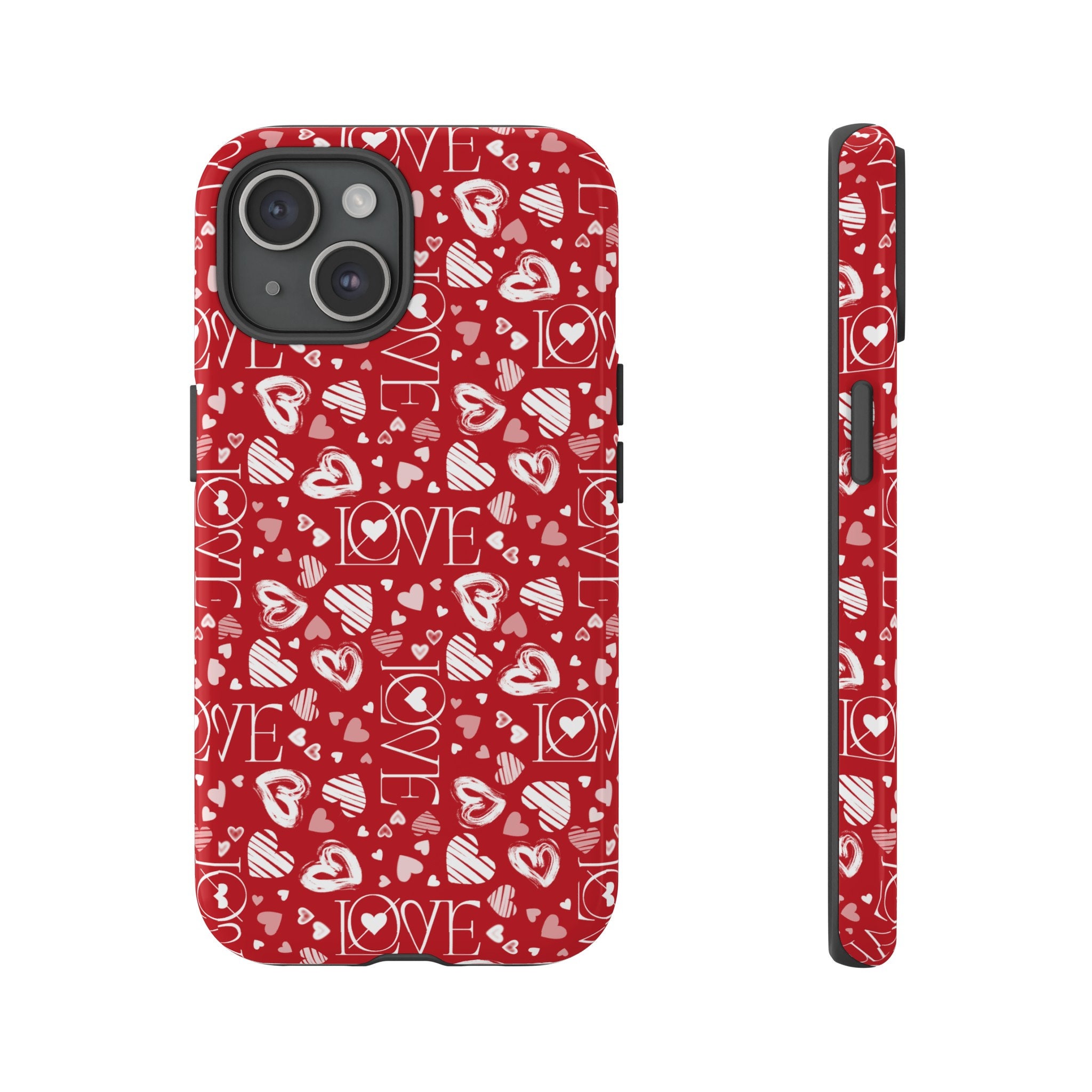 Apple iPhone Cover-red and White-love-pattern-protective iPhone Cover ...
