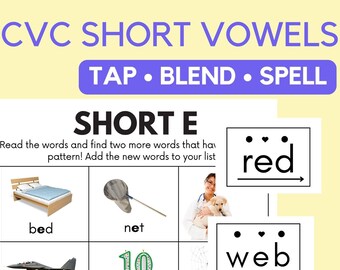 CVC Phonics Worksheets: Short Vowel Ii • TAP, BLEND, Read & Spell ...