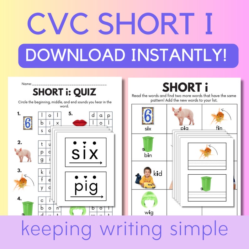 CVC Phonics Worksheets: Short Vowel Ii • TAP, BLEND, Read & Spell ...