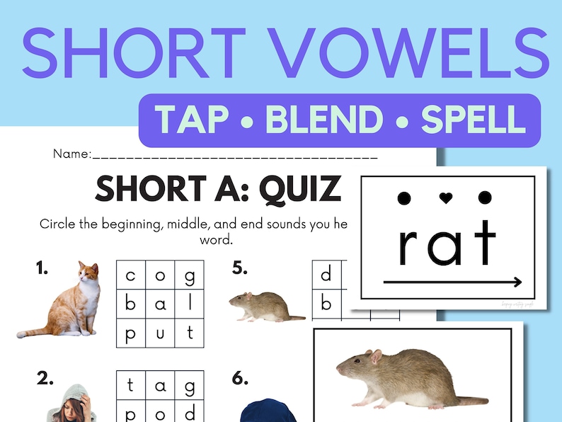 CVC Phonics Worksheets: Short Vowel Aa • TAP, BLEND, Read & Spell ...