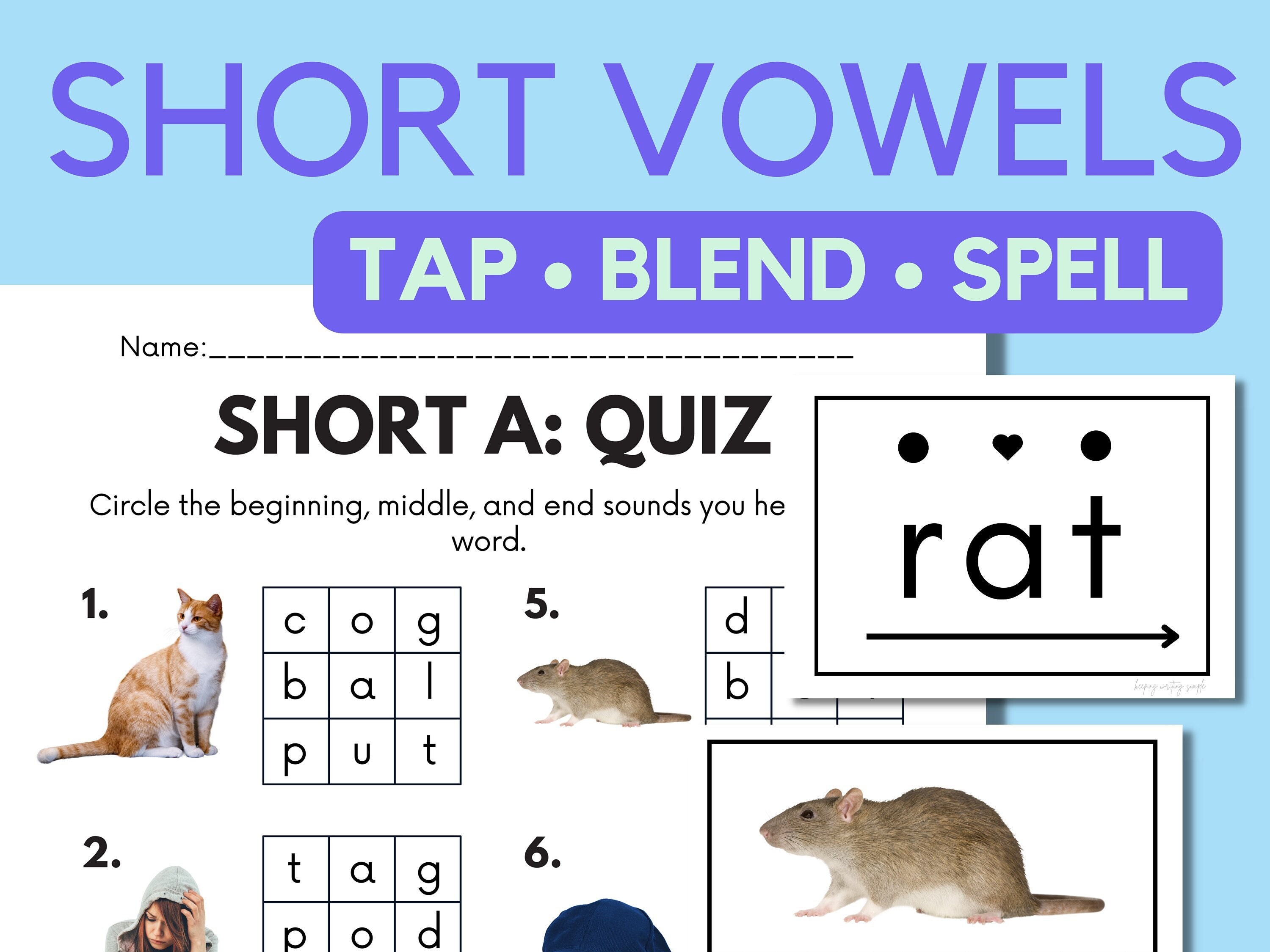 CVC Phonics Worksheets: Short Vowel Aa • TAP, BLEND, Read & Spell ...