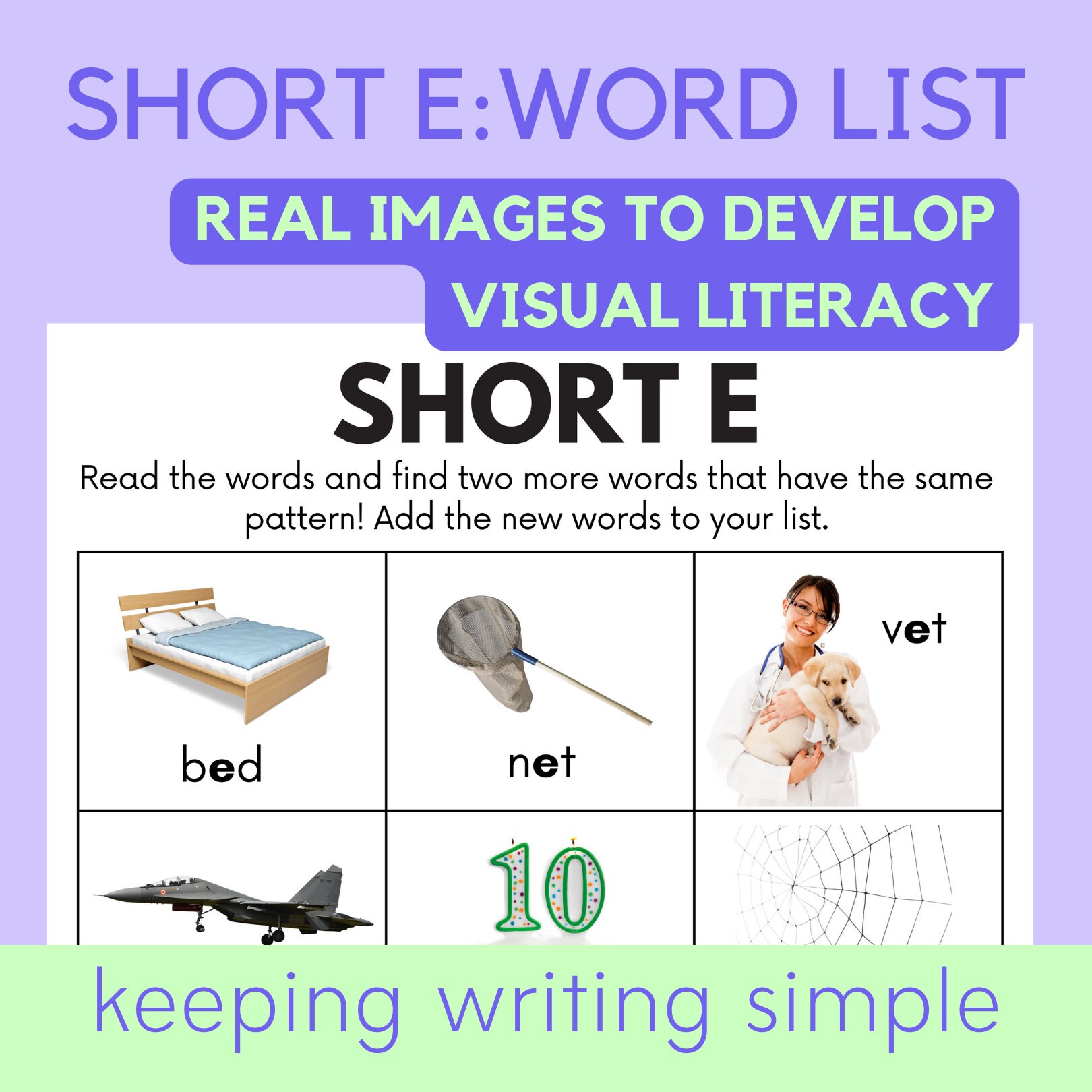 CVC Phonics Worksheets: Short Vowel Ee • TAP, BLEND, Read & Spell ...