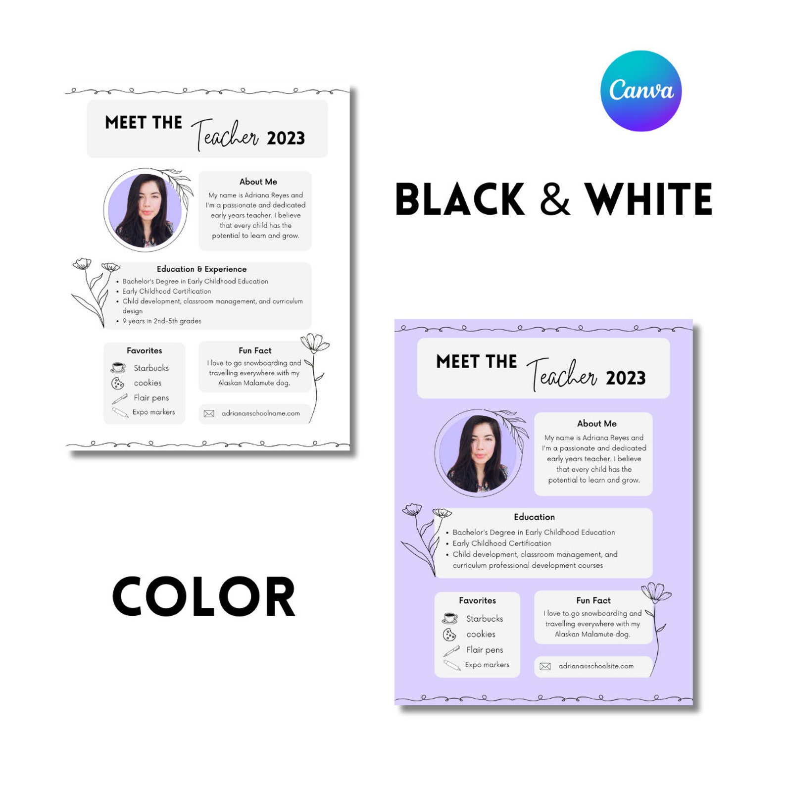 Meet the Teacher Canva Templates Editable + Classroom Newsletter ...