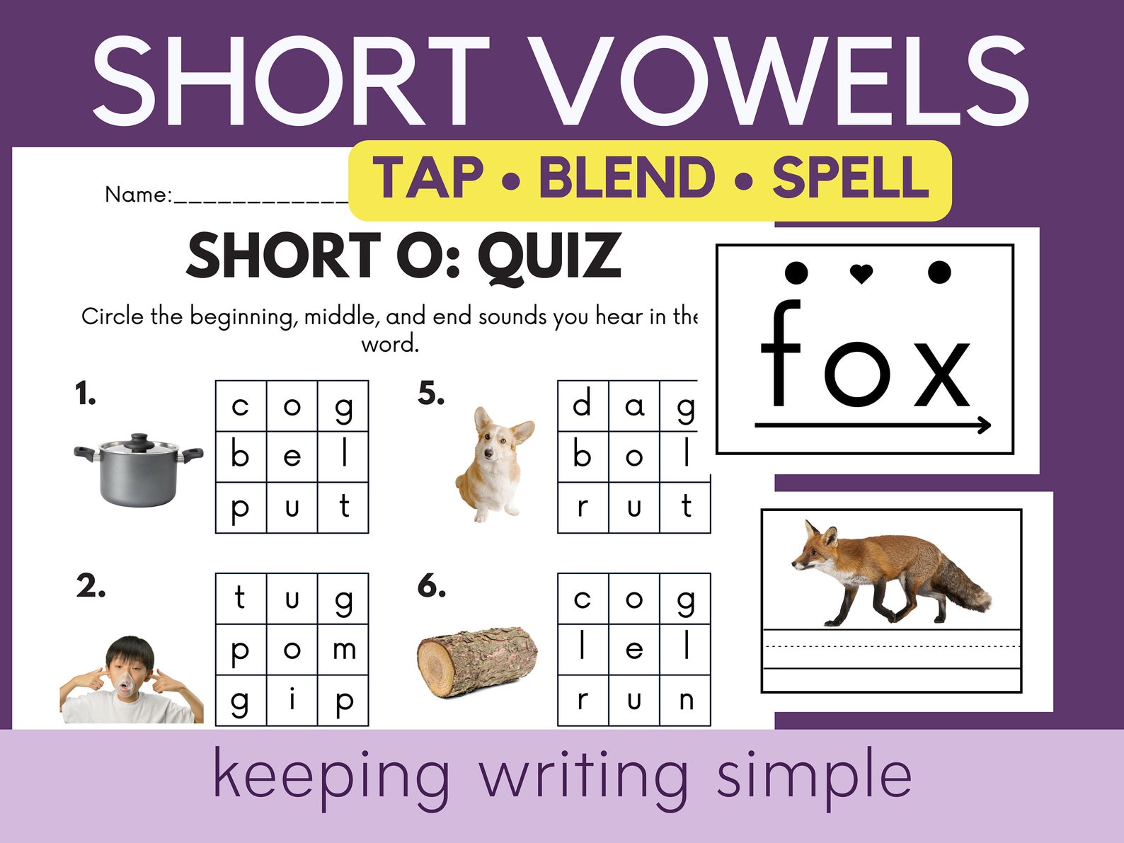 CVC Phonics Worksheets: Short Vowel Oo • TAP, BLEND, Read & Spell ...