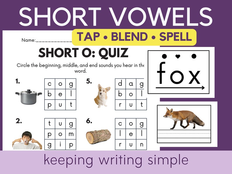 CVC Phonics Worksheets: Short Vowel Oo • TAP, BLEND, Read & Spell ...