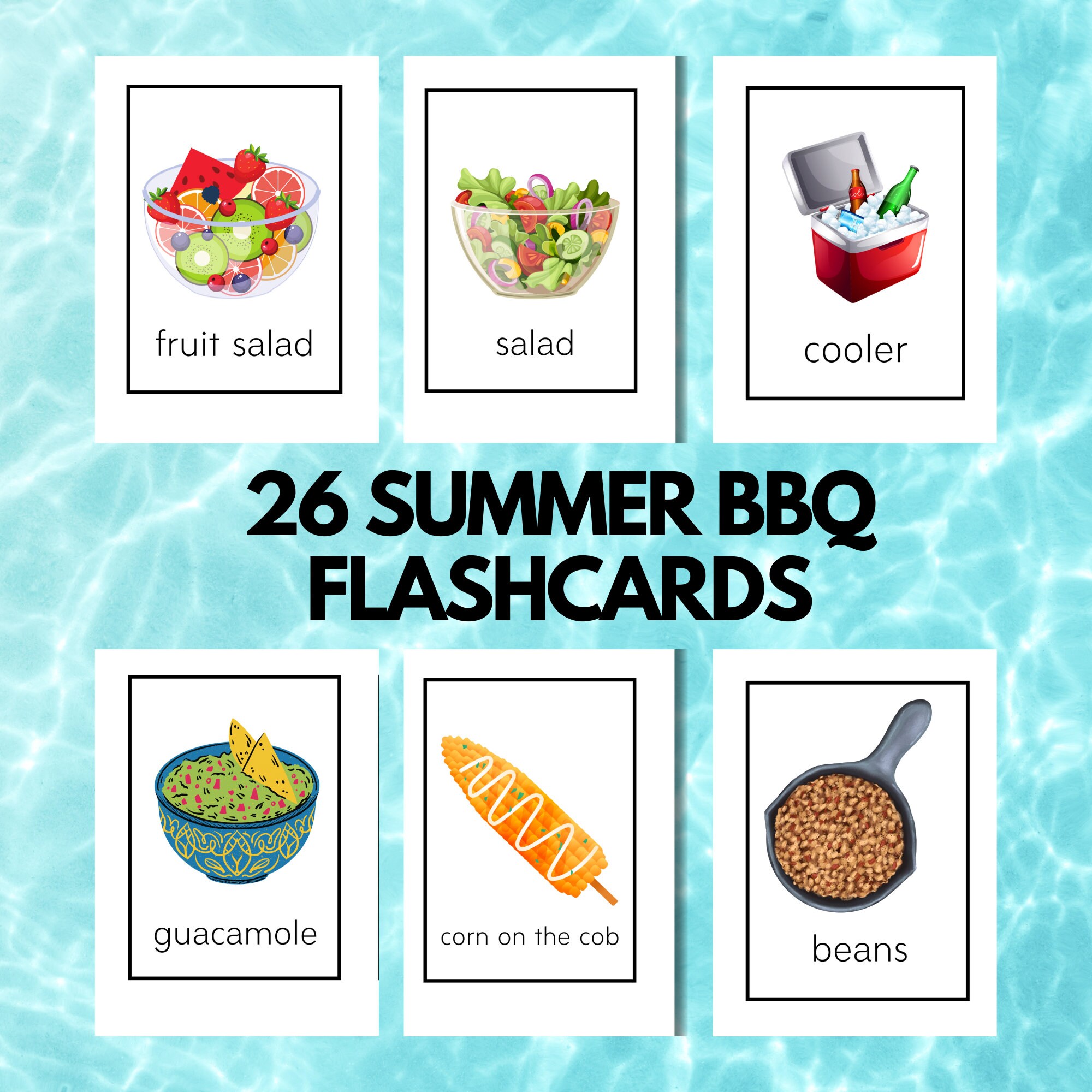 26 SUMMER Flashcards BBQ Pre-school Cards for Building Vocabulary ...