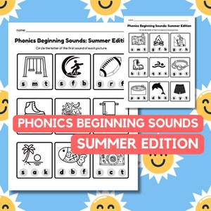 Summer Phonics Review Worksheets • Beginning Sounds • Initial Sound ...