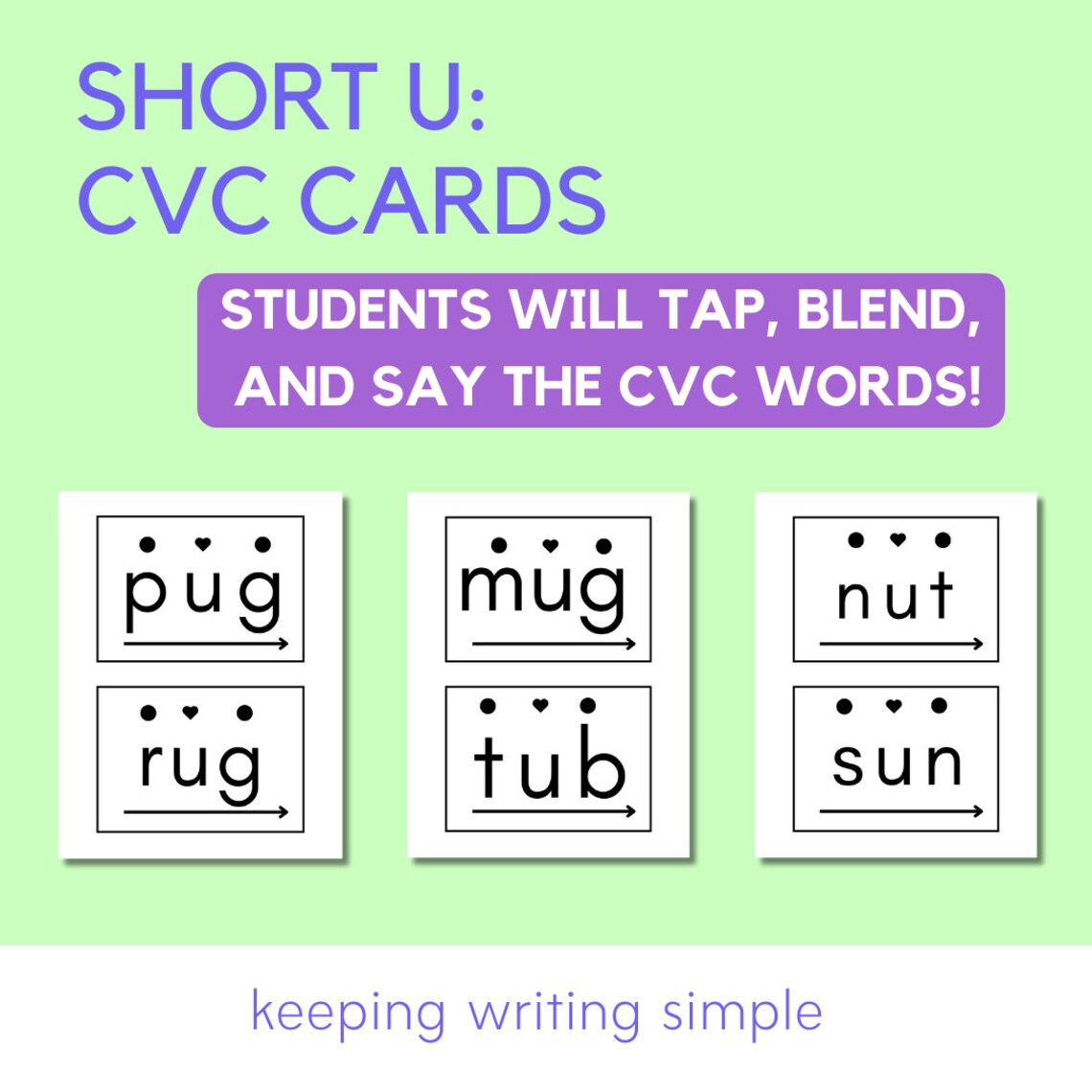 CVC Phonics Worksheets: Short Vowel Uu • TAP, BLEND, Read & Spell ...