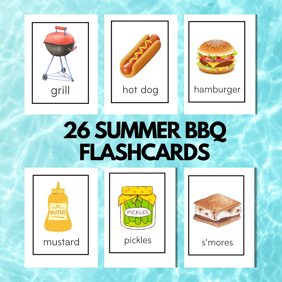 26 SUMMER Flashcards BBQ Pre-school Cards for Building Vocabulary ...