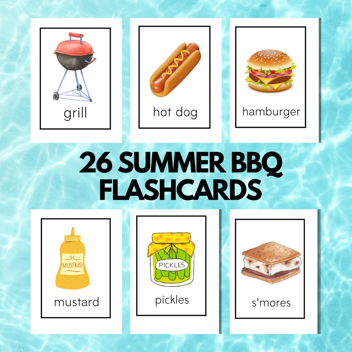 26 SUMMER Flashcards BBQ Pre-school Cards Educational - Etsy