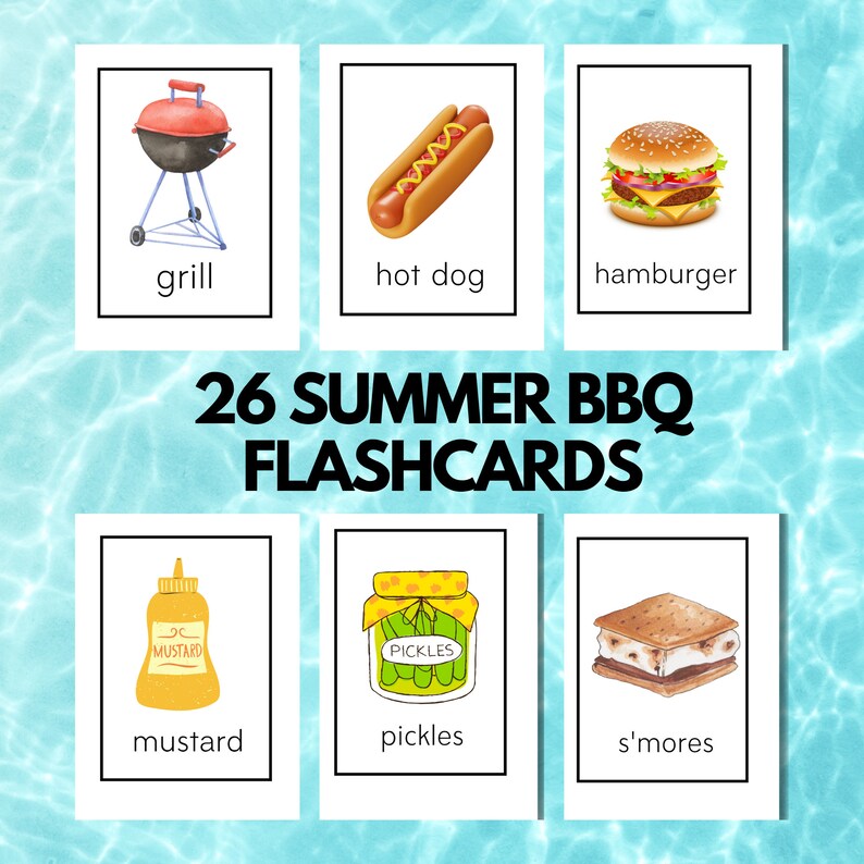 26 SUMMER Flashcards BBQ Pre-school Cards for Building Vocabulary ...