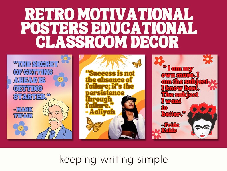 Retro Motivational Posters Educational Classroom Decor Digital Download ...